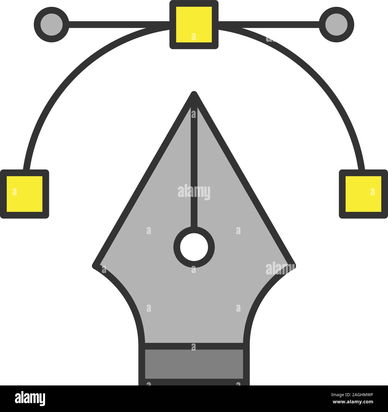 Fountain pen nib color icon. Computer pen tool. Drawing. Isolated ...