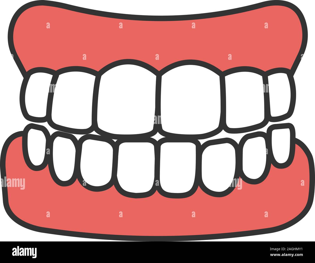 Dentures color icon. False teeth. Human jaw with teeth model. Isolated ...