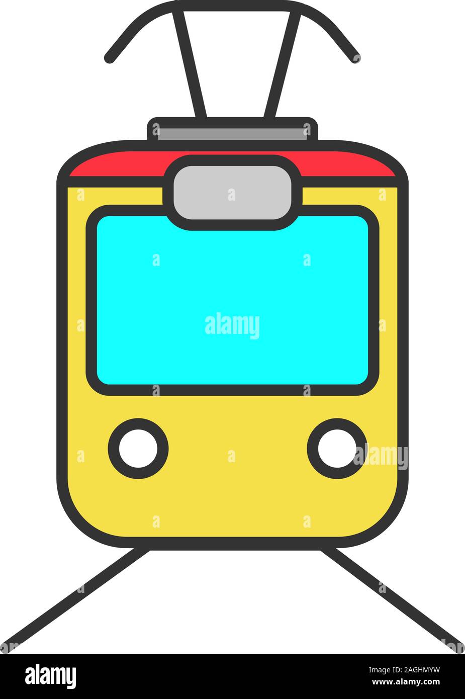 Tram color icon. Tramcar, streetcar. Trolley car. Isolated vector ...
