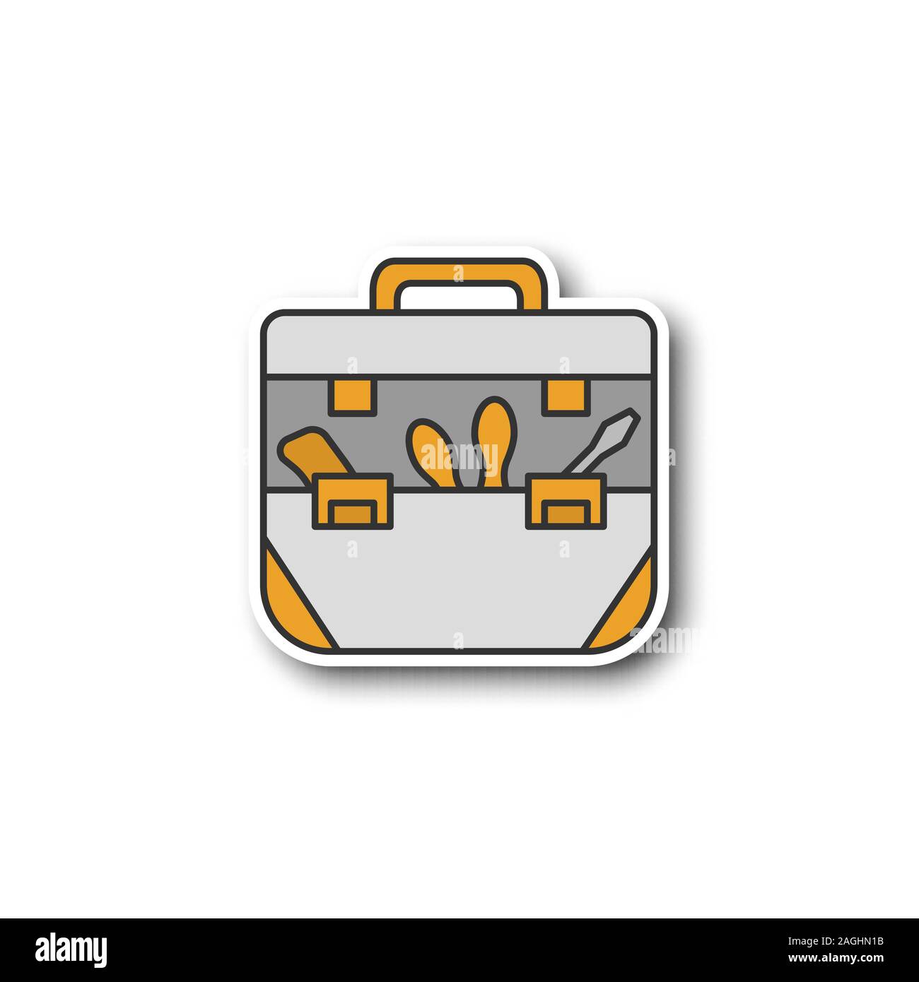 Tool bag patch. Toolbox. Color sticker. Vector isolated illustration ...