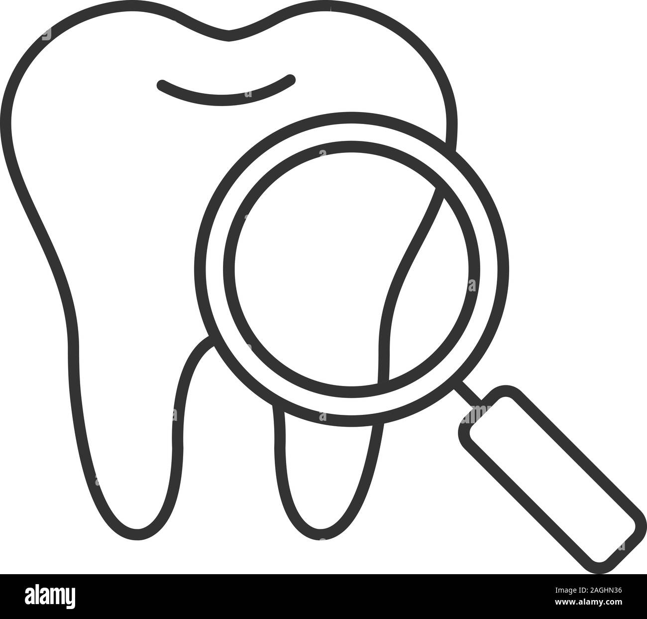 Teeth medical check linear icon. Thin line illustration. Tooth with ...