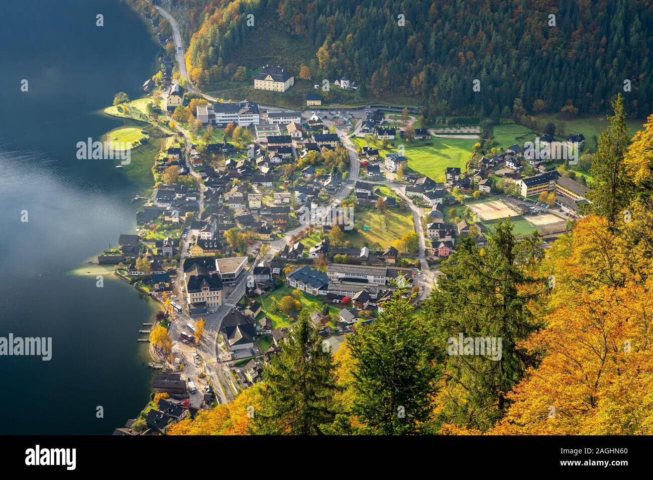 Aerial view of the Hallstatt village in Austria Stock Photo - Alamy