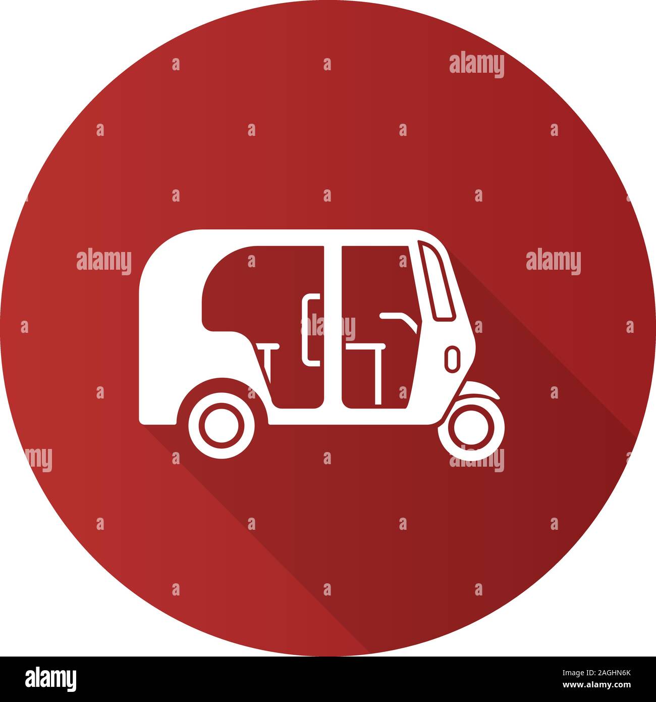 Auto rickshaw flat design long shadow glyph icon. Tuk tuk. Vector ...