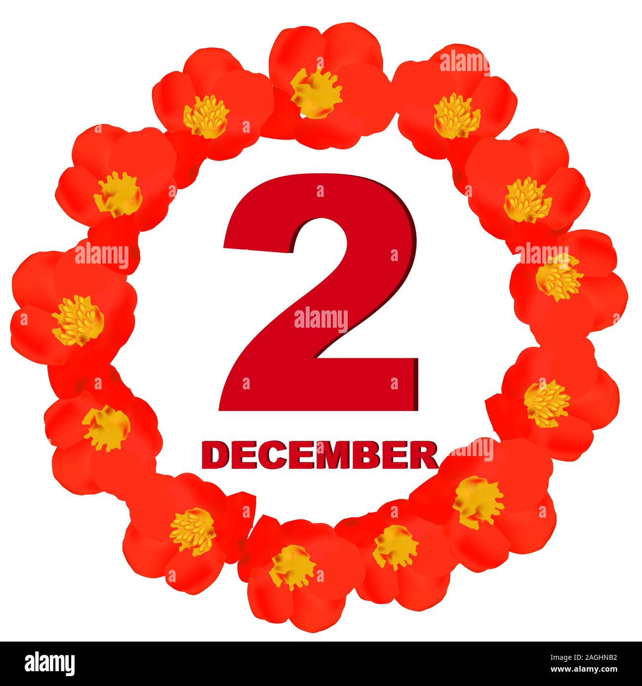 December 2 icon. For planning important day. Banner for holidays and ...
