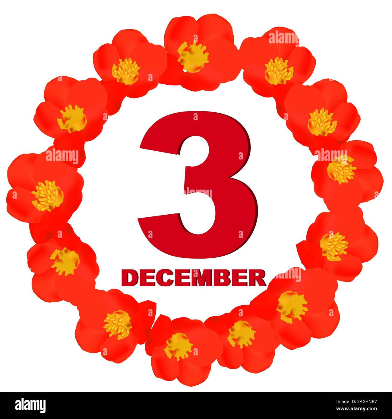 December 3 icon. For planning important day. Banner for holidays and ...