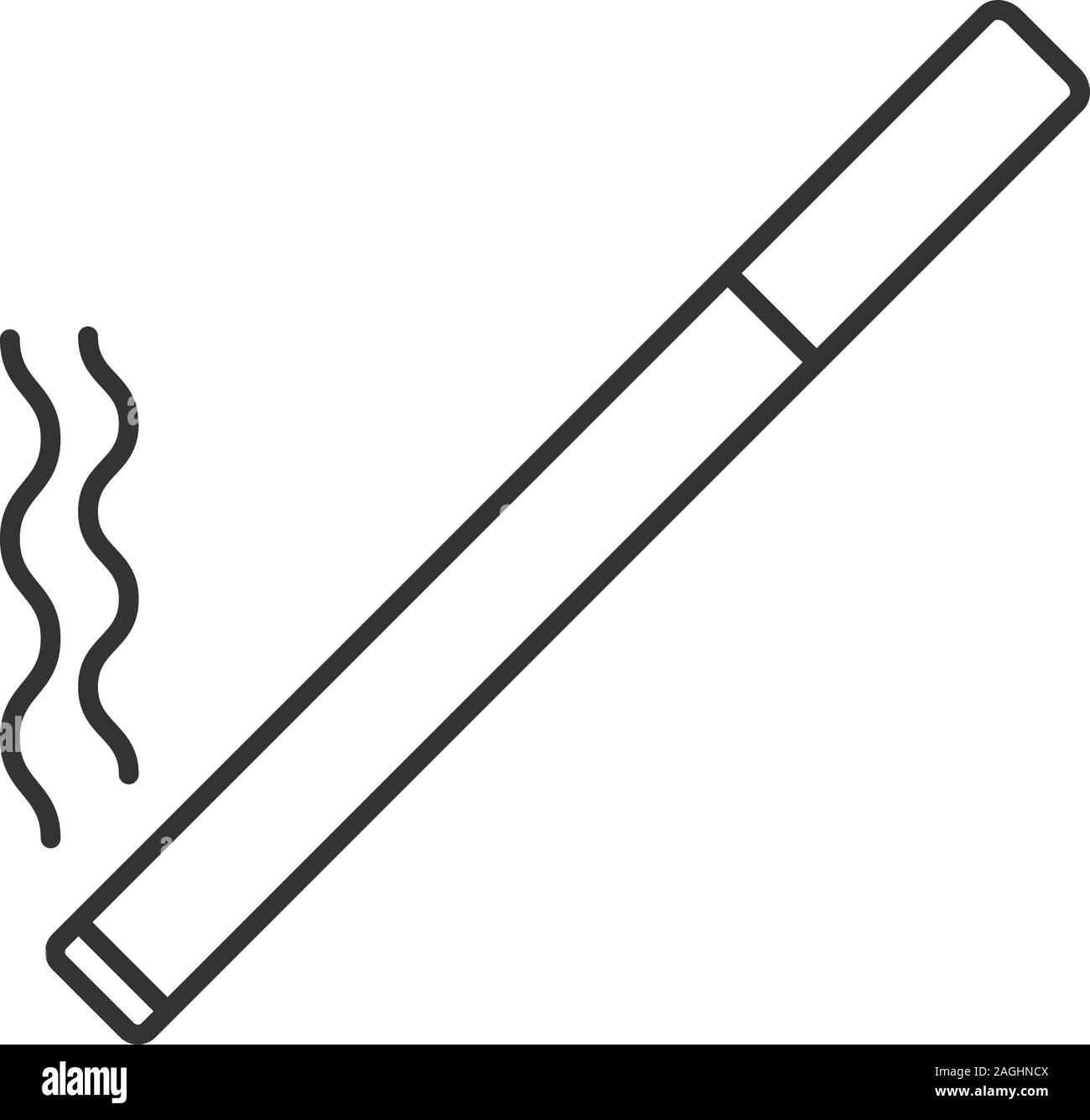 Burning cigarette linear icon. Thin line illustration. Smoking area ...