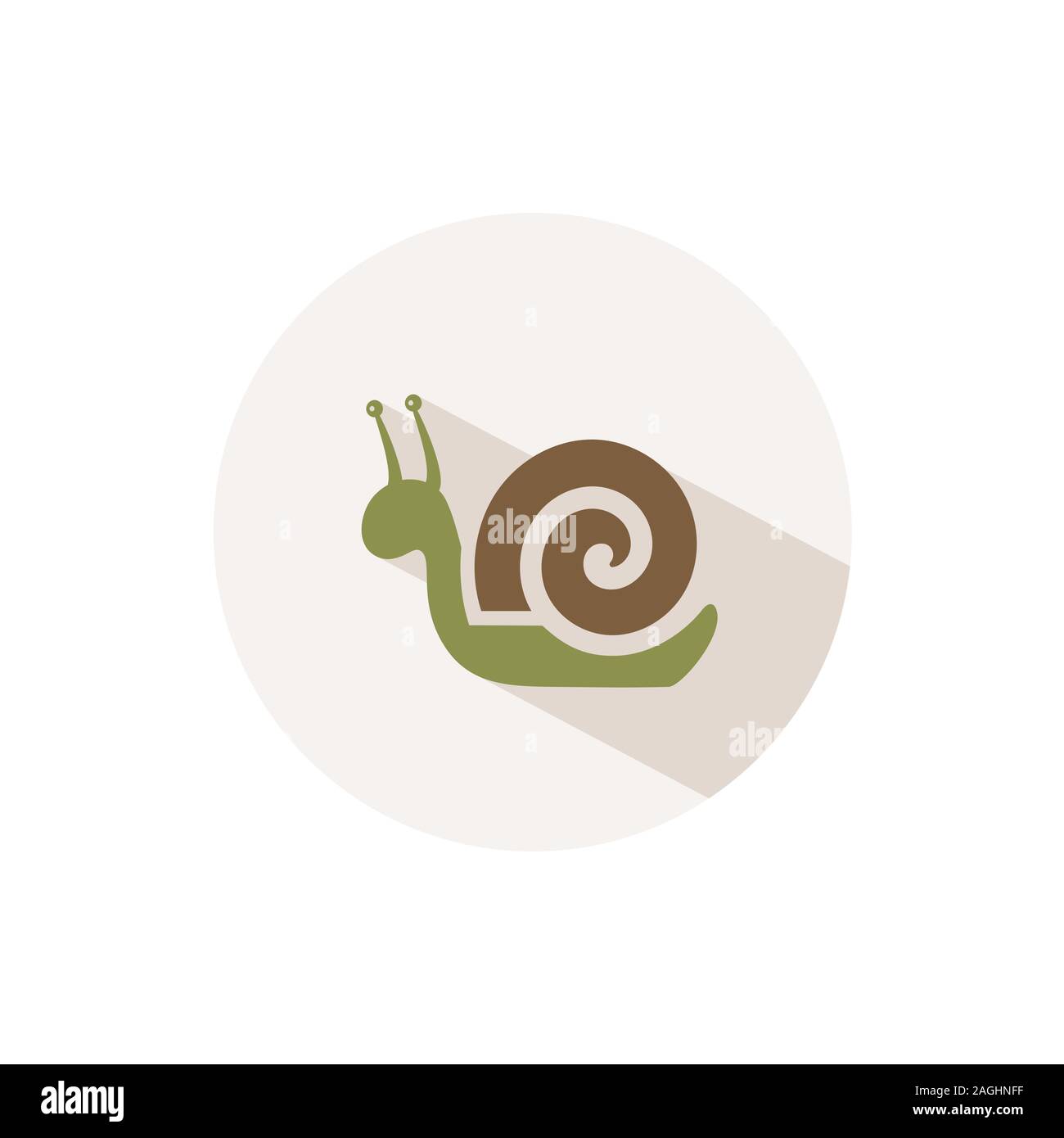 Snail. Icon with shadow on a beige circle. Fall flat vector ...