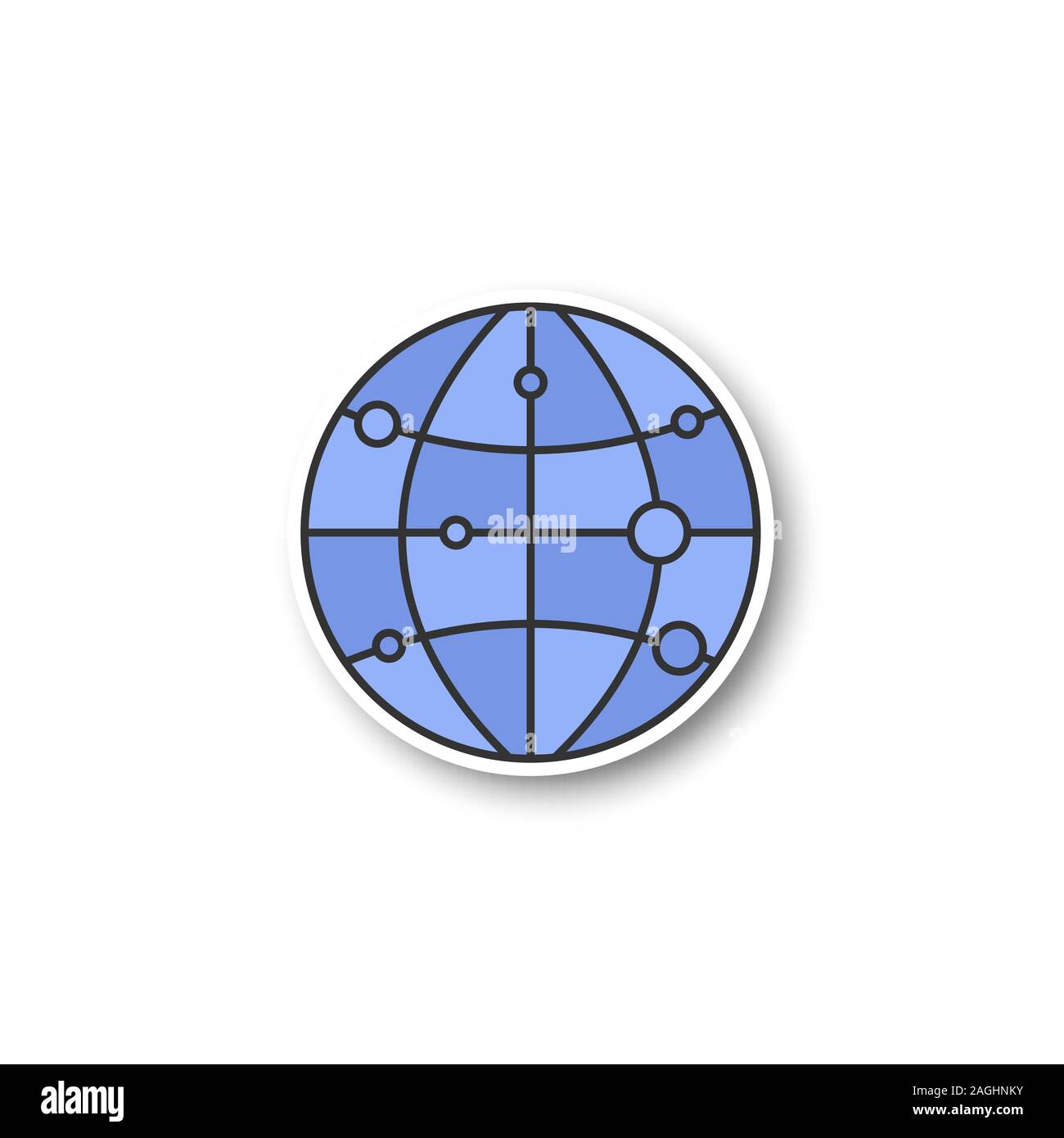 International route map patch. Globe with destination points. Worldwide ...
