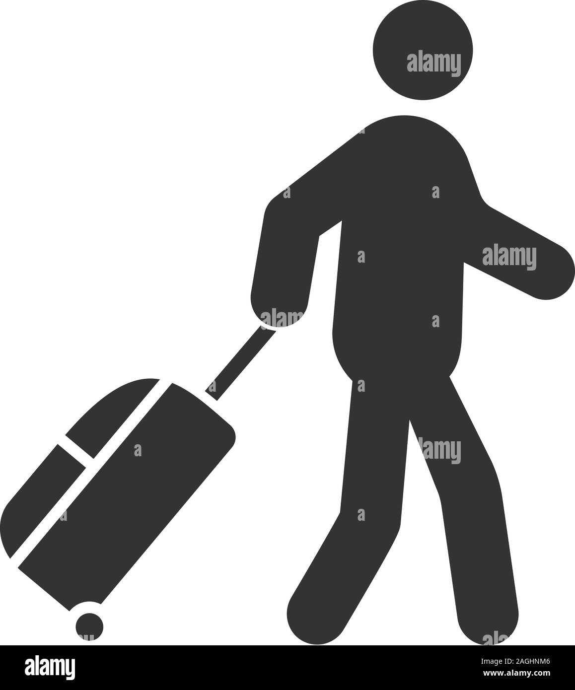 Person with baggage glyph icon. Tourist, traveler. Passenger ...