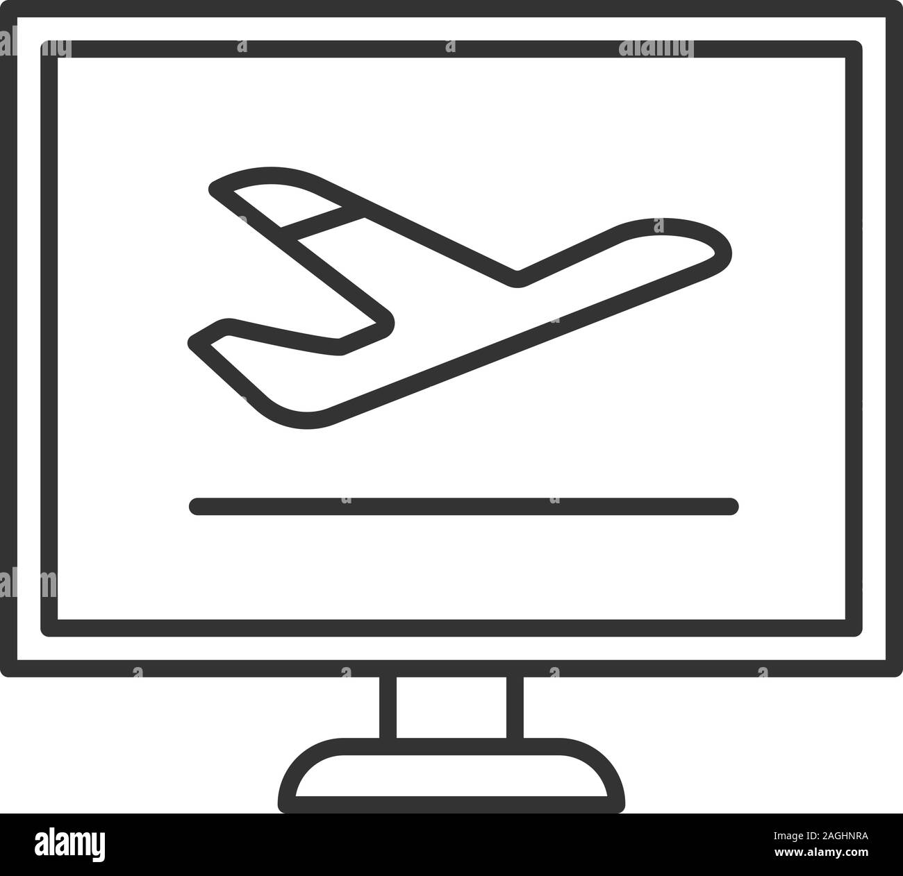 Airplane tickets online booking linear icon. Flights schedule.Thin line ...