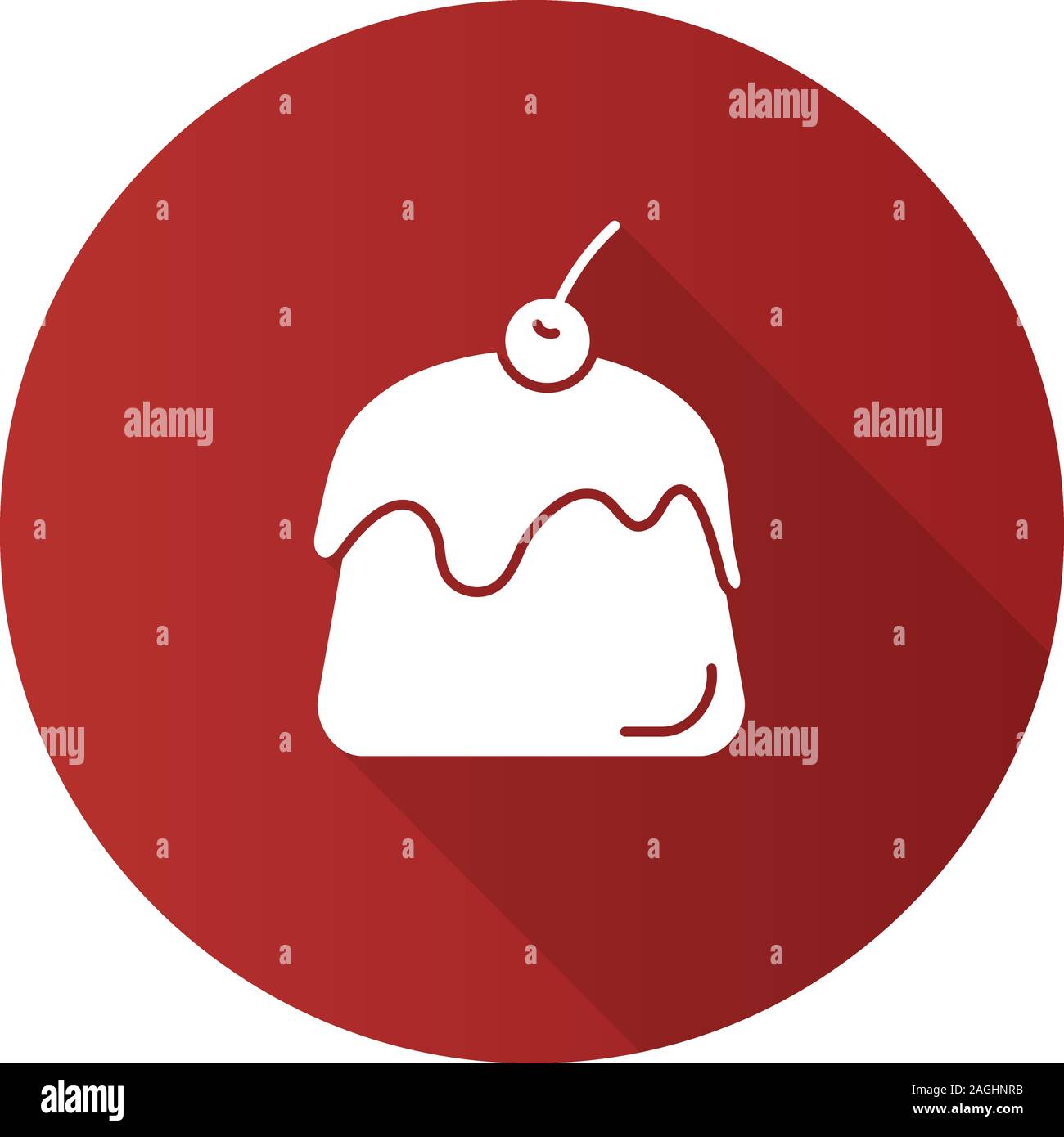 Pudding flat design long shadow glyph icon. Panna cotta. Vector ...