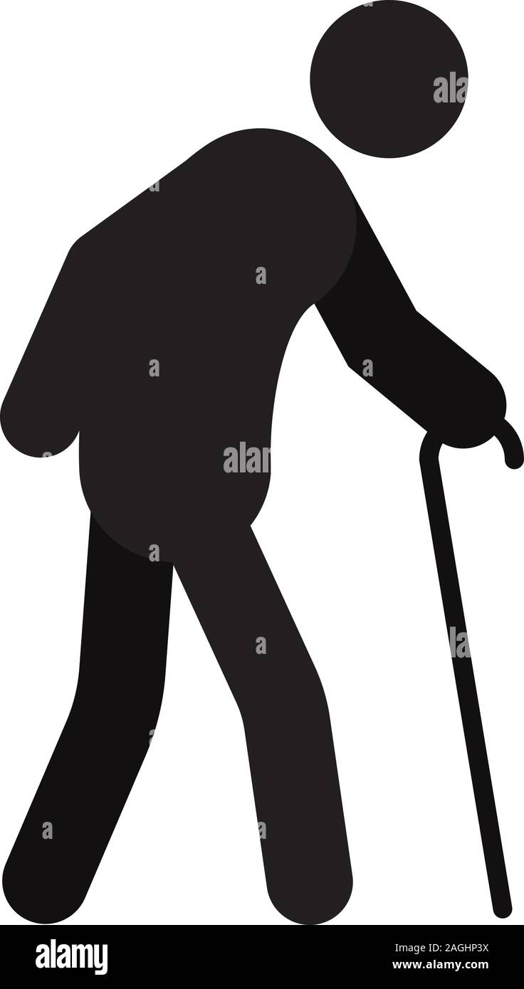 Old Man Walking Silhouette