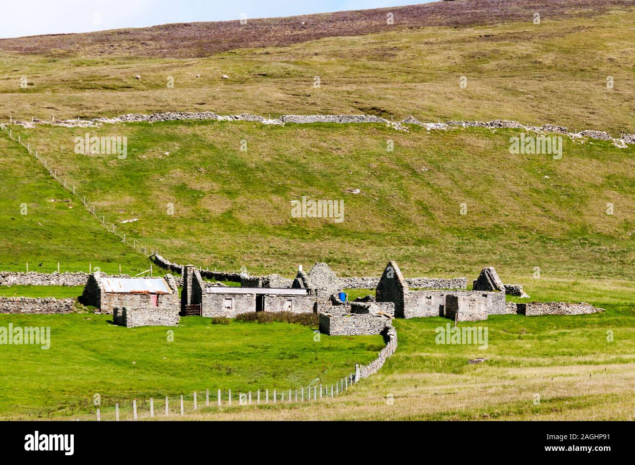 Ruined croft buildings on the island of Bressay, Shetland Stock Photo ...