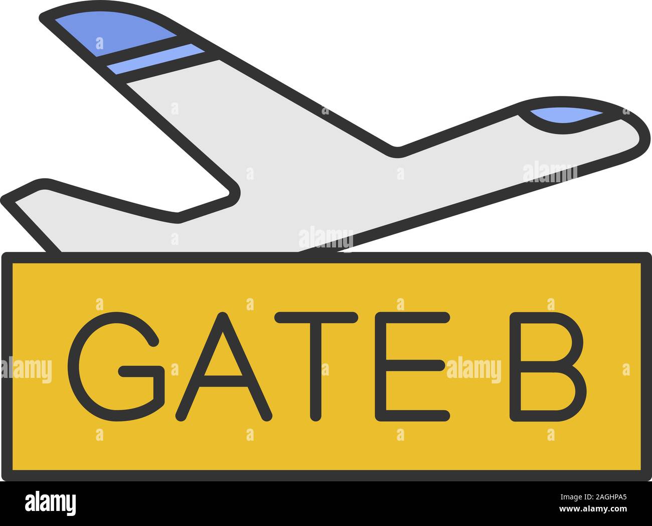 Airport gate color icon. Flights waiting area. Isolated vector ...