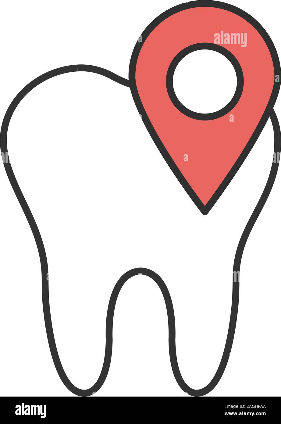 Dental clinic location color icon. Tooth with map pinpoint. Isolated ...
