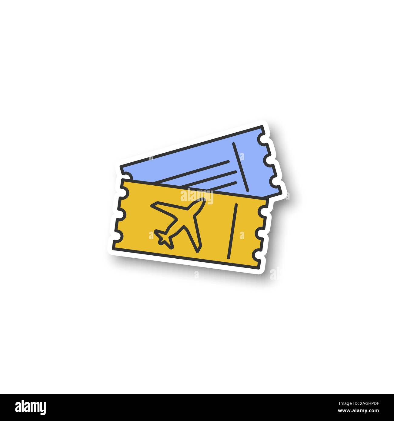 Airplane tickets patch. Airline boarding pass documents. Color sticker ...
