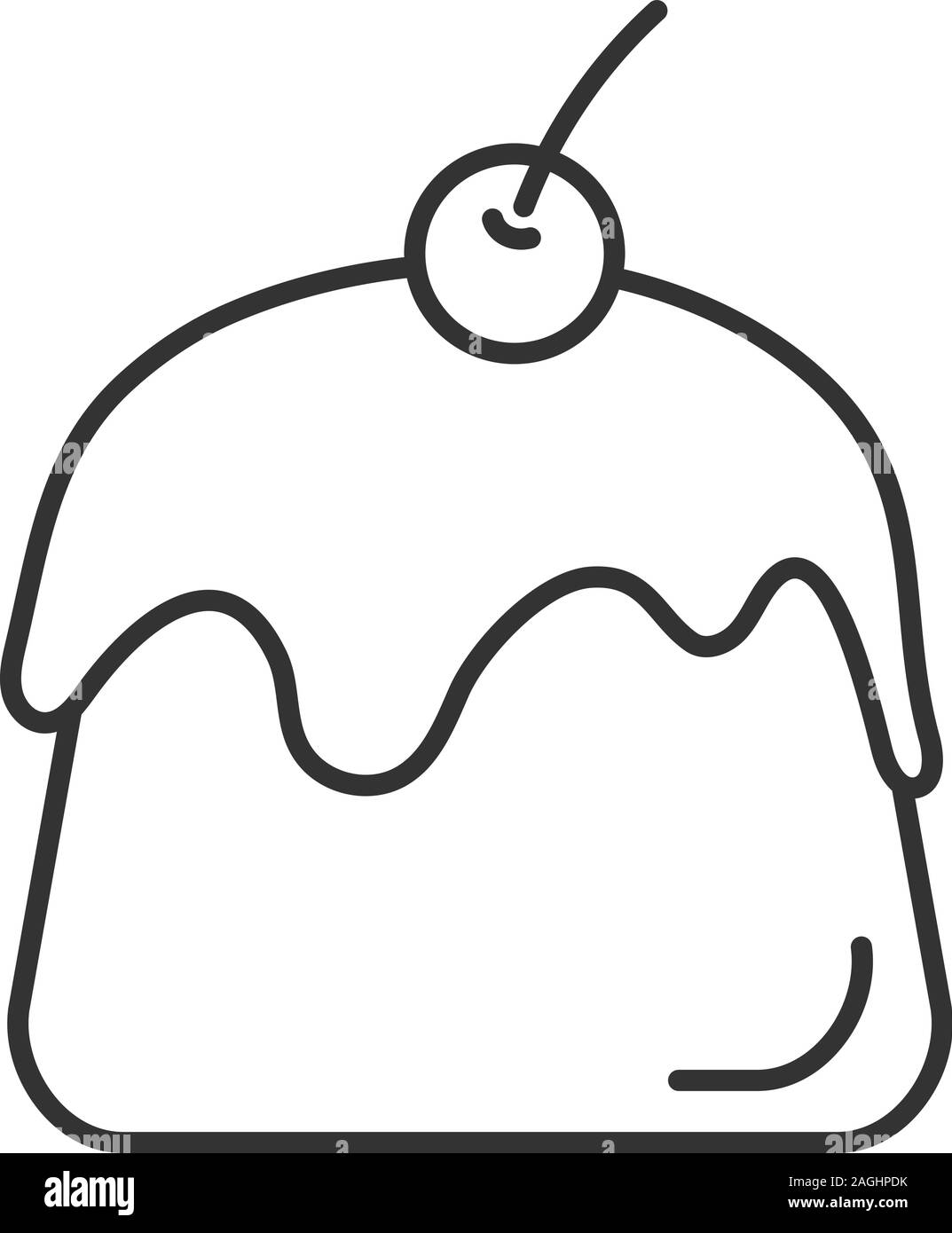 Pudding linear icon. Thin line illustration. Panna cotta. Contour ...