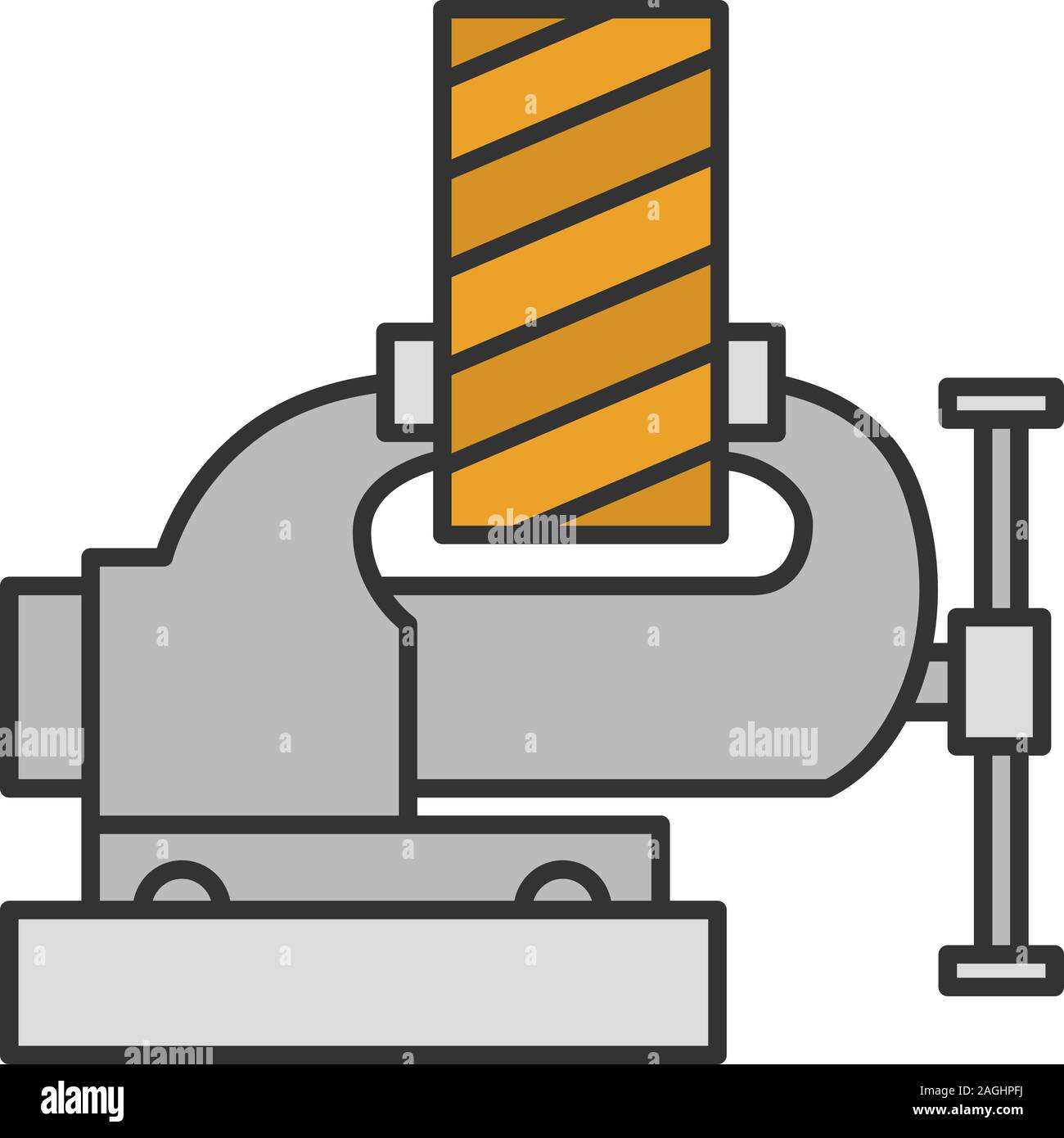 Bench vice fixing wooden plank color icon. Leg vice. Isolated vector ...