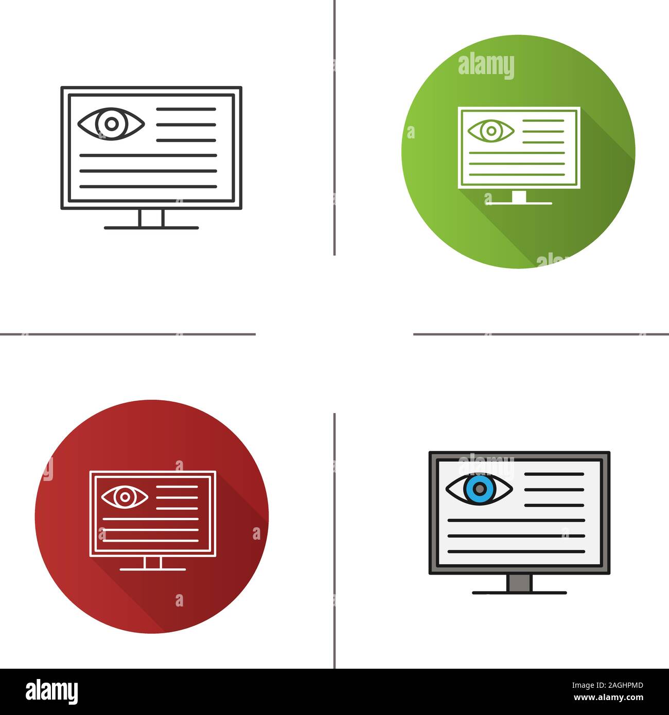Eye diagnostic computer icon. Vision examination. Flat design, linear ...