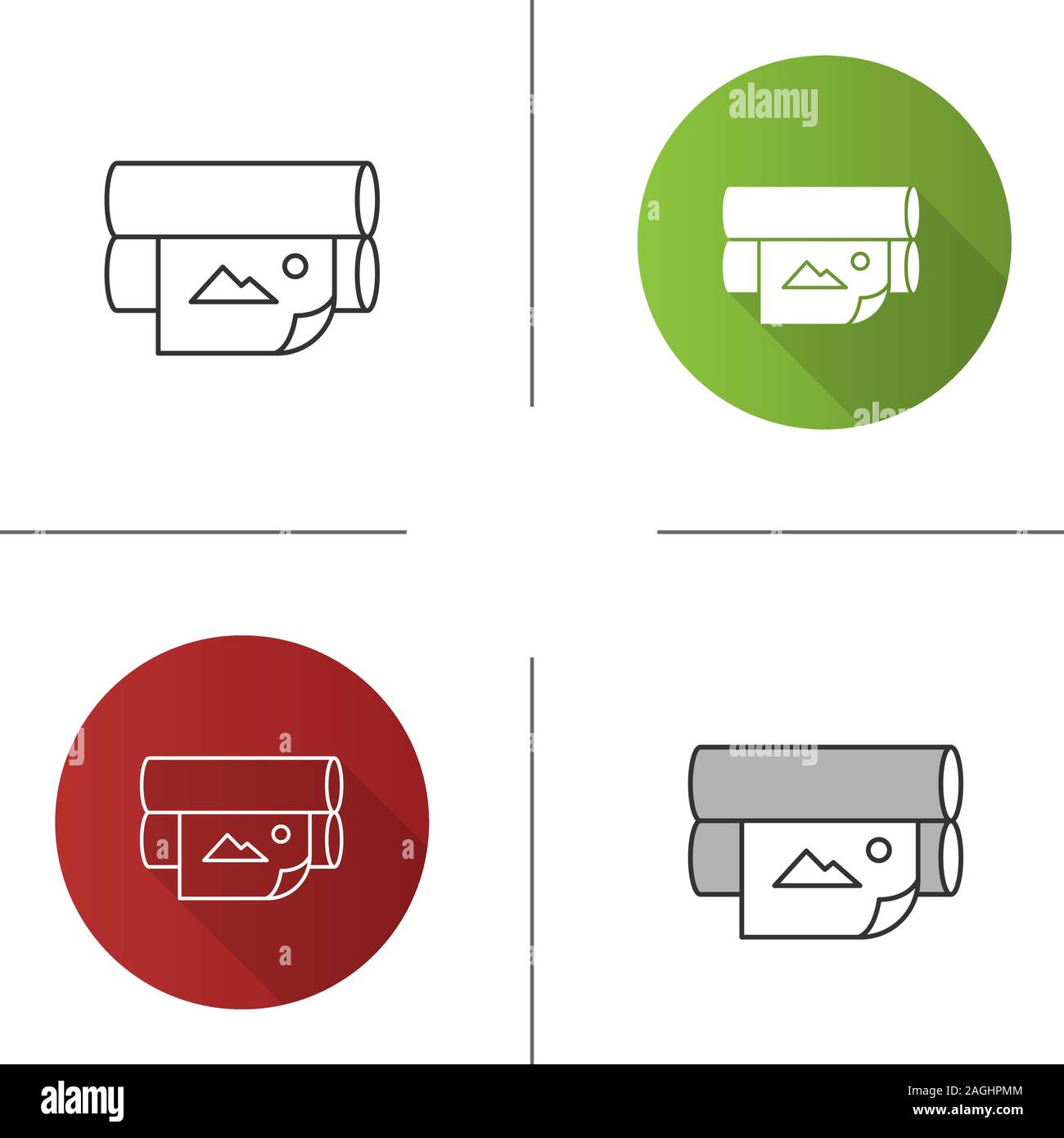 Offset printer icon. Flexography. News printing machine. Flat design ...