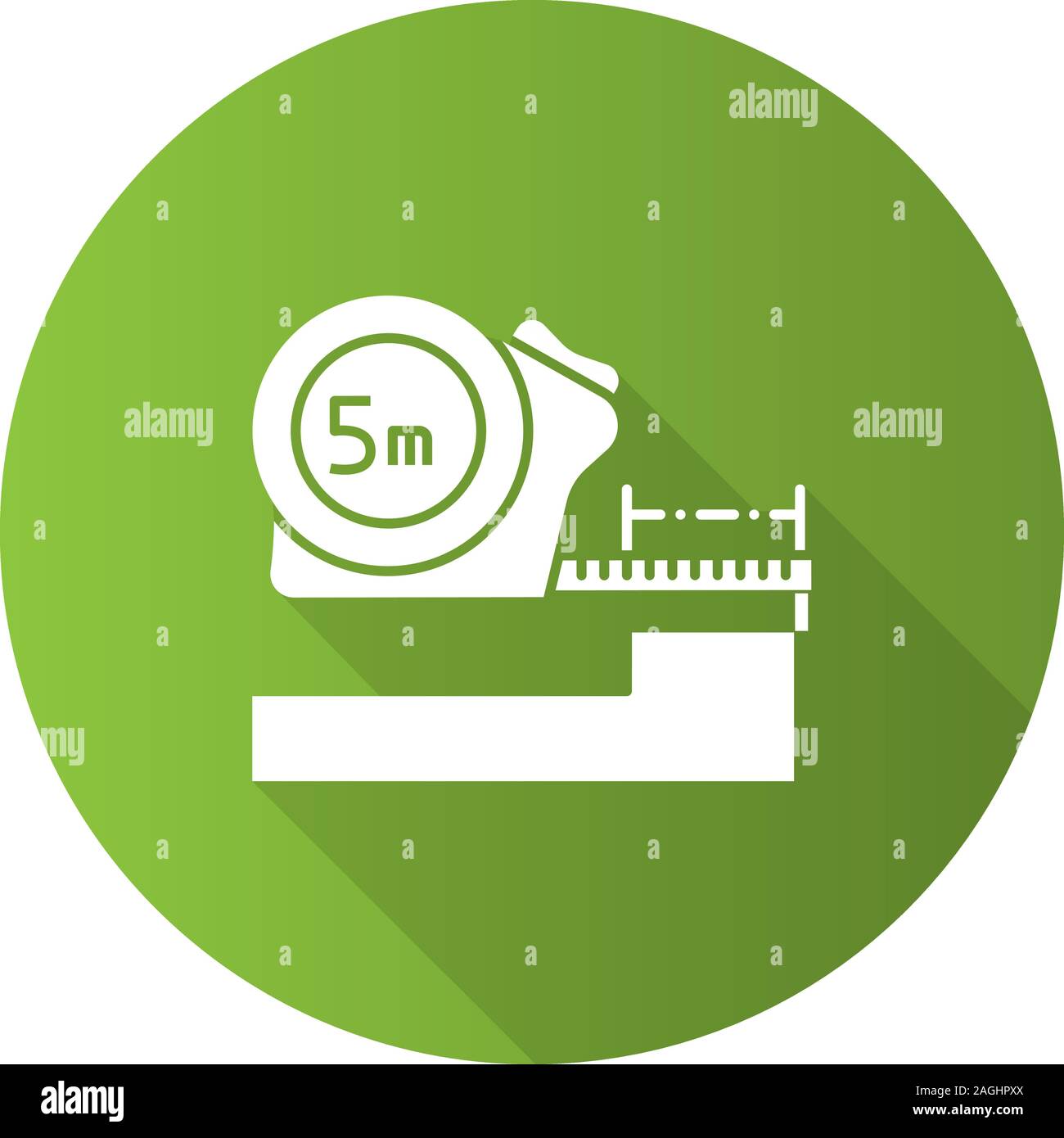 Meter, roulette flat linear long shadow icon. Length measurement ...
