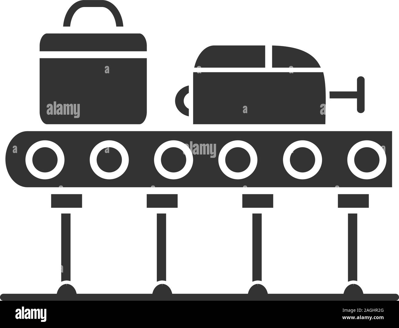 Baggage carousel glyph icon. Baggage reclaim. Luggage conveyor belt ...