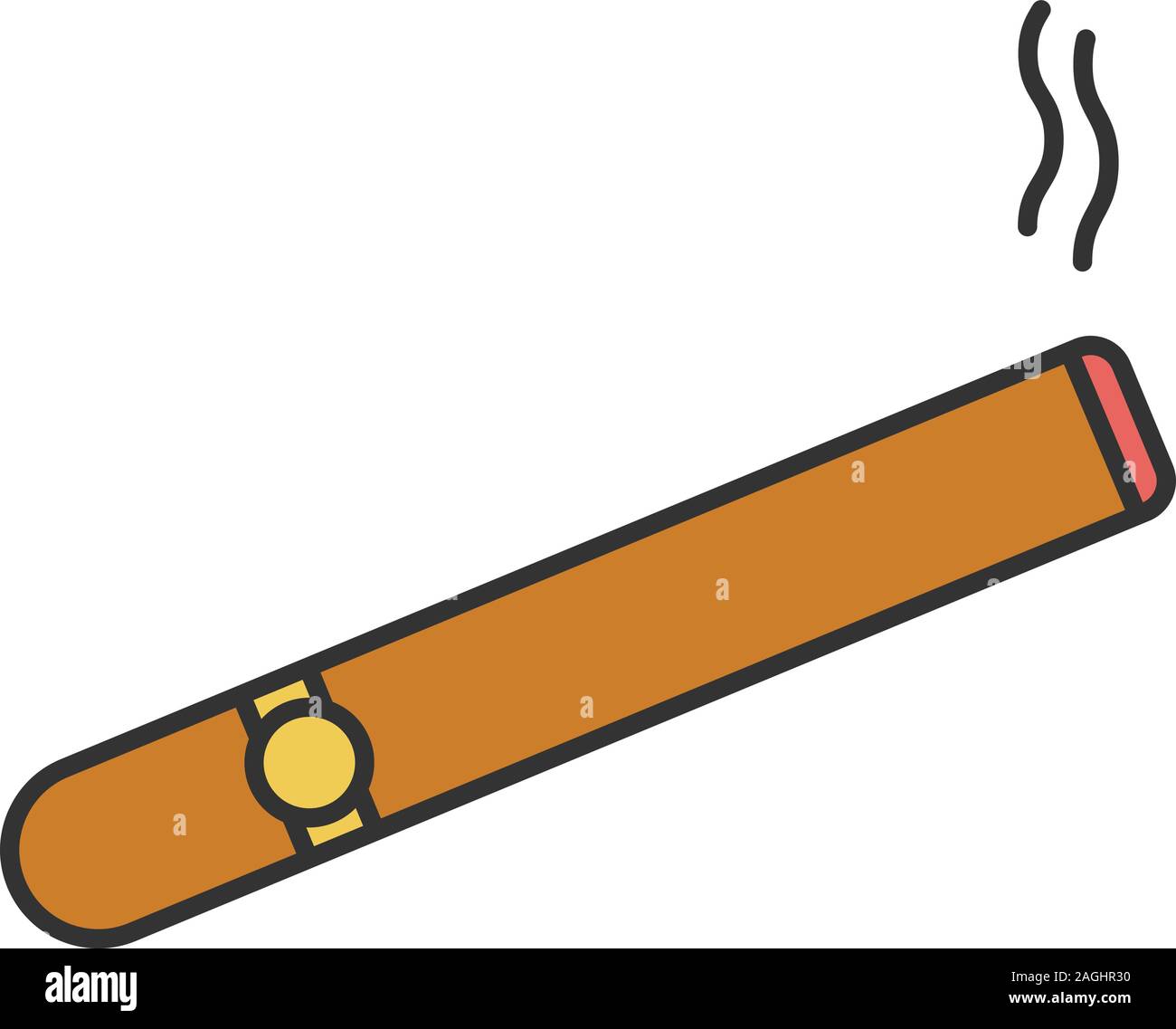 Burning cigar color icon. Cigarette. Smoking area. Isolated vector ...