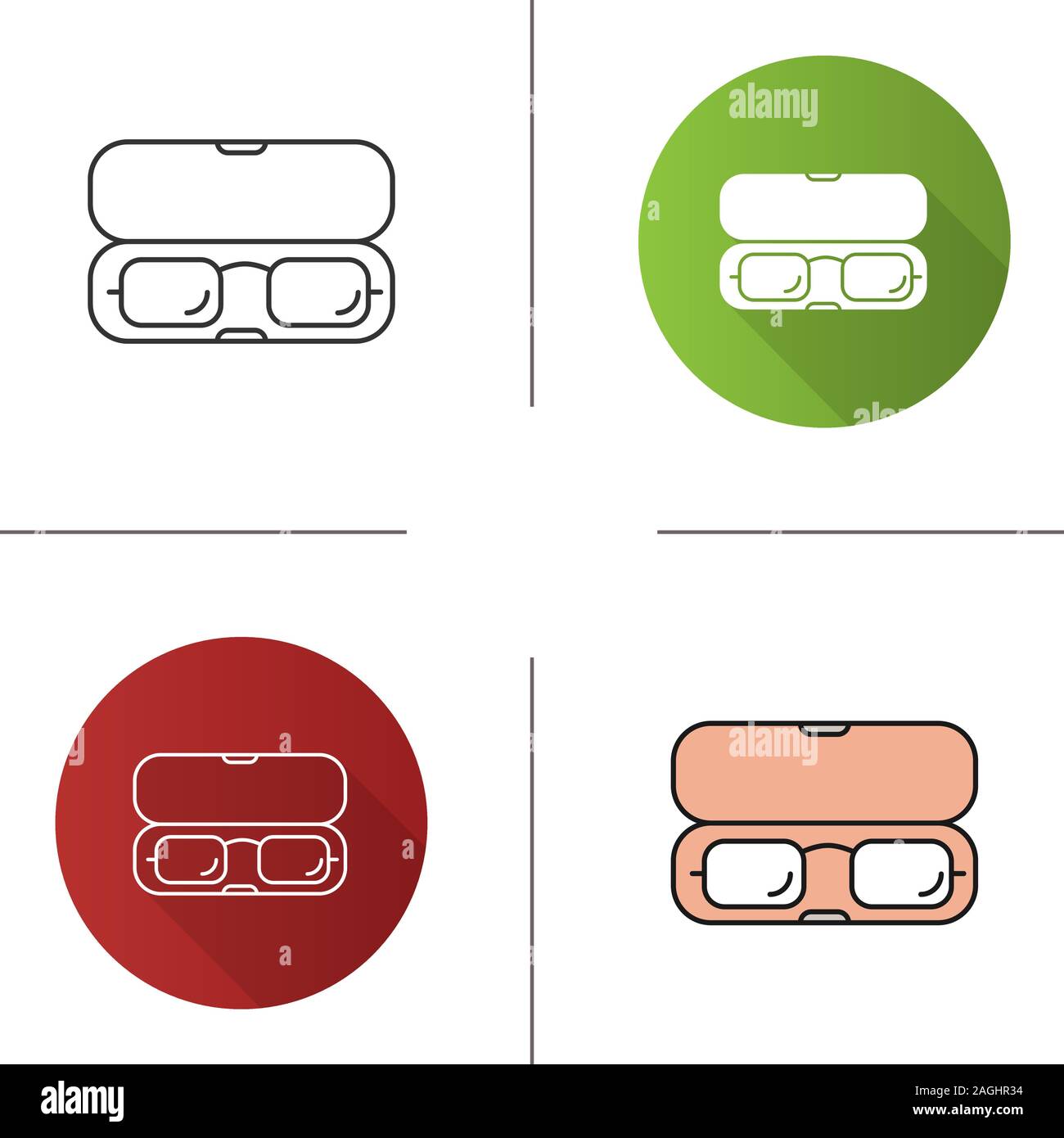 Eyeglasses case icon. Spectacles box. Flat design, linear and color ...