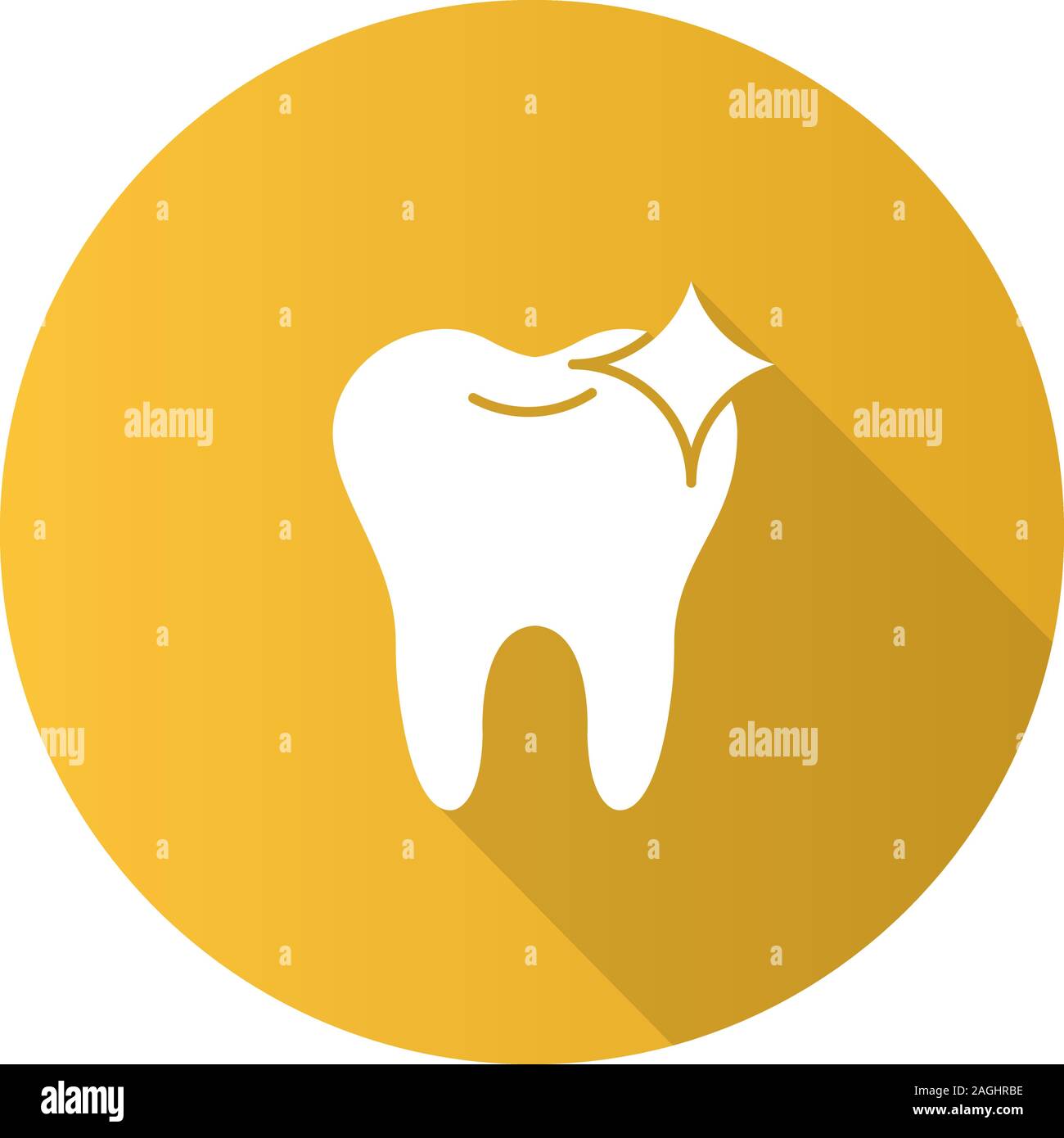 Healthy shining tooth flat design long shadow glyph icon. Teeth ...