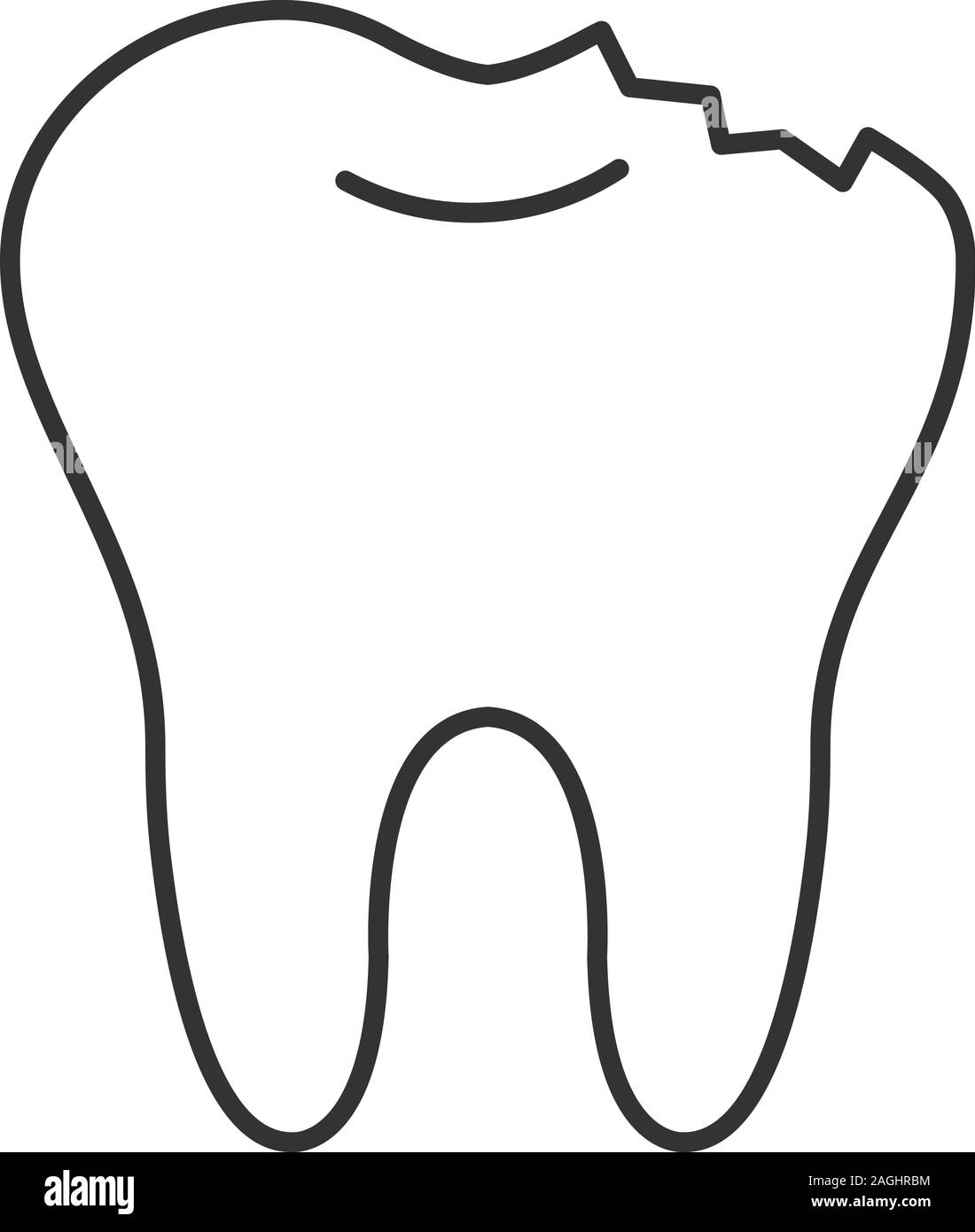 Broken tooth linear icon. Thin line illustration. Chipped tooth ... Broken tooth linear icon. Thin line illustration. Chipped tooth ...