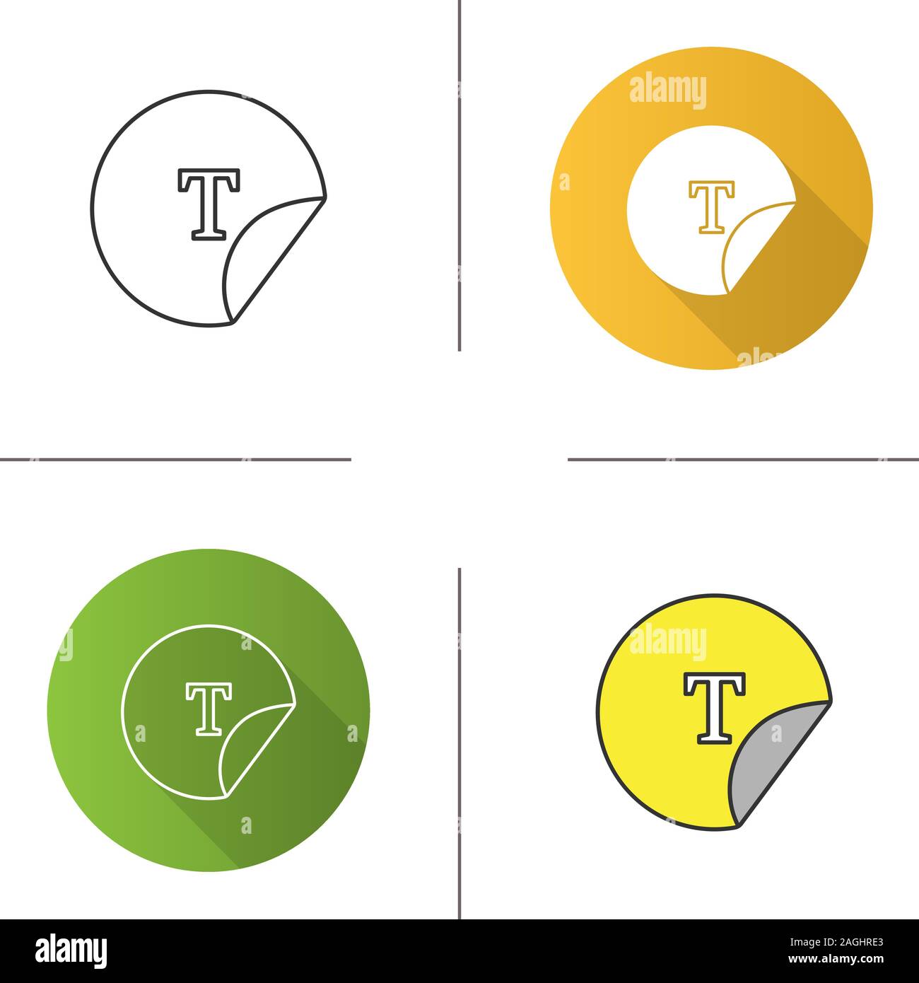 Round sticker icon. Sticky label. Flat design, linear and color styles ...