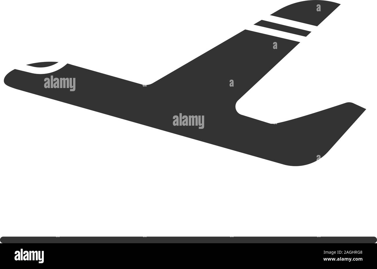 Airplane departure glyph icon. Plane taking off. Silhouette symbol ...