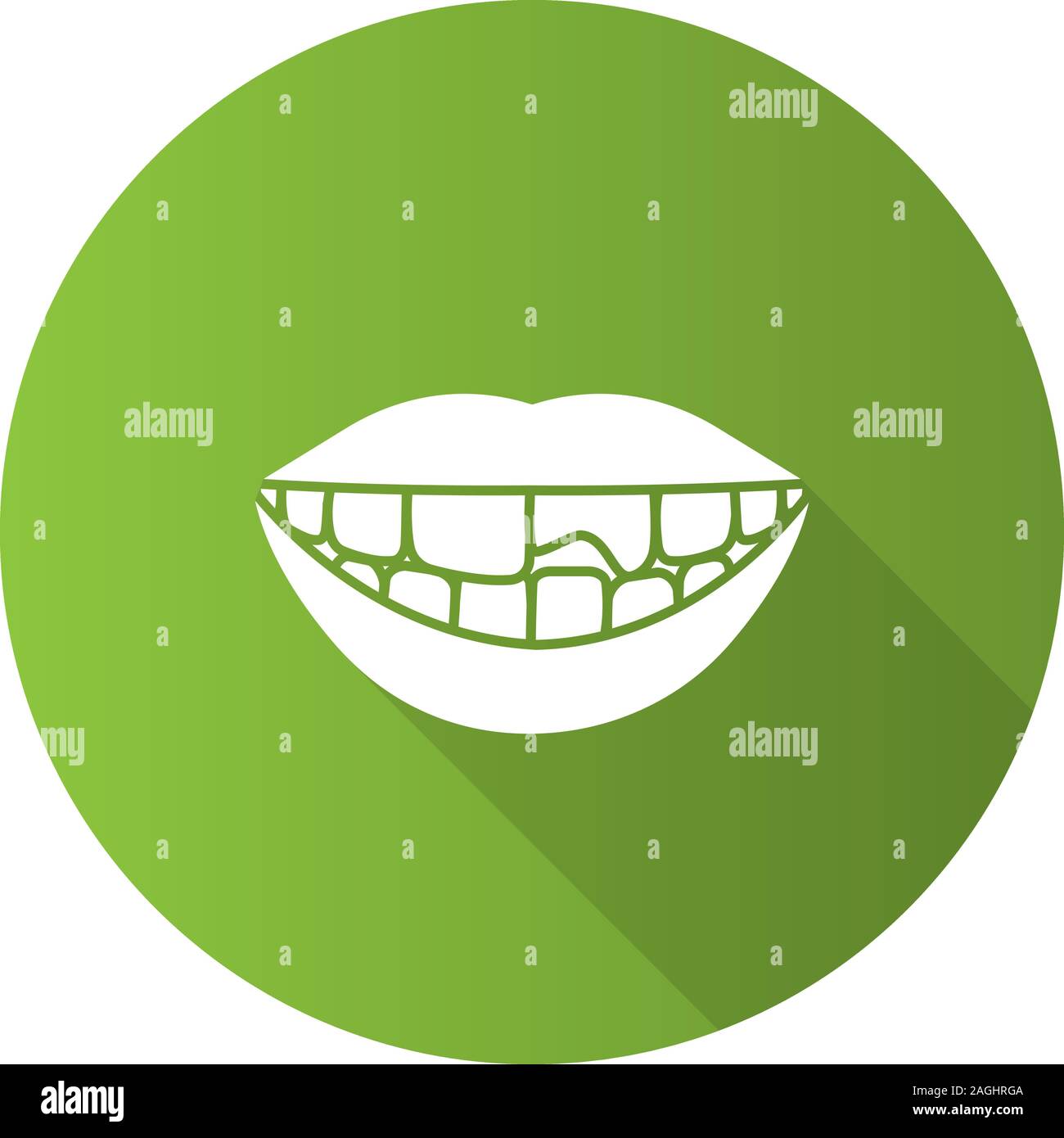 Broken tooth flat design long shadow glyph icon. Chipped tooth. Vector ...