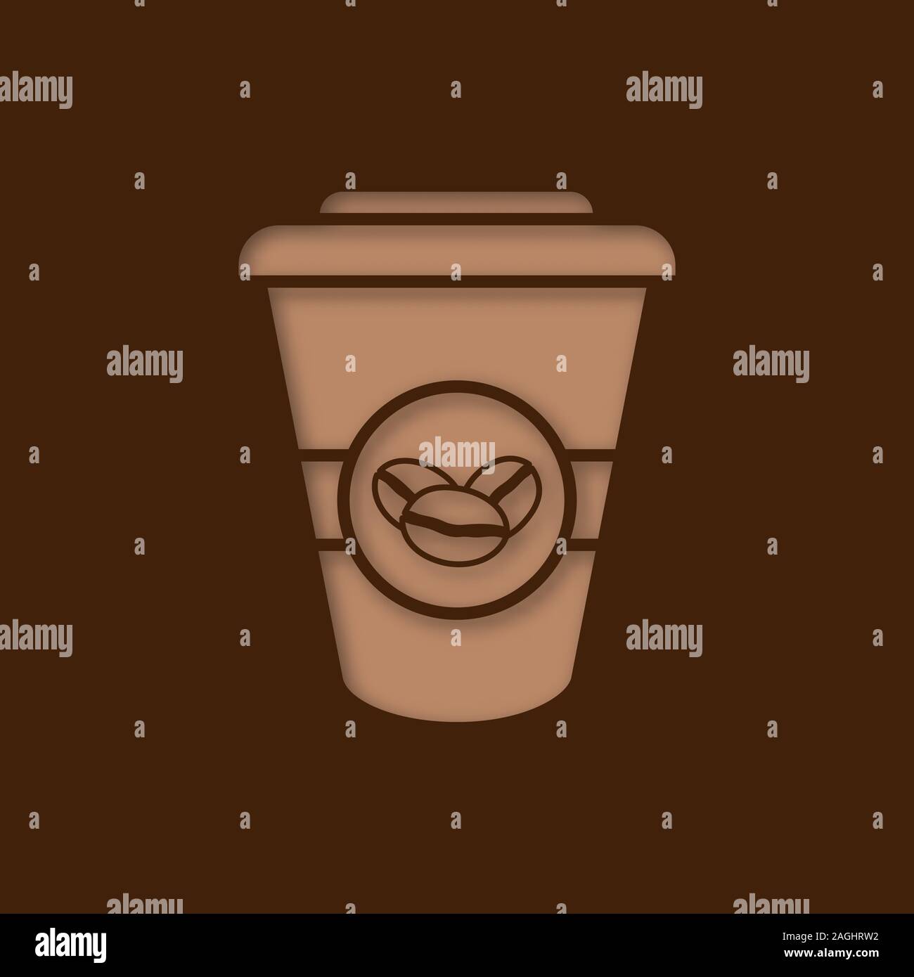 Coffee to go paper cut out icon. Disposable coffee cup with lid. Vector ...