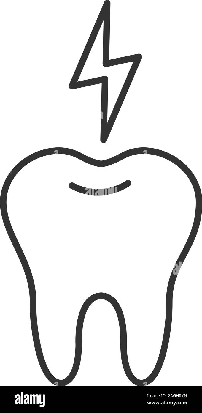 Toothache linear icon. Thin line illustration. Tooth with lightning ... Toothache linear icon. Thin line illustration. Tooth with lightning ...