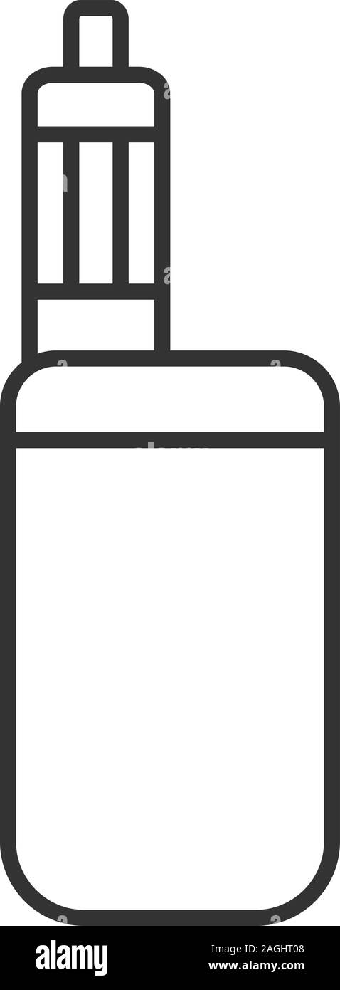E-cigarette linear icon. Thin line illustration. Vaporizer. Vape box ...