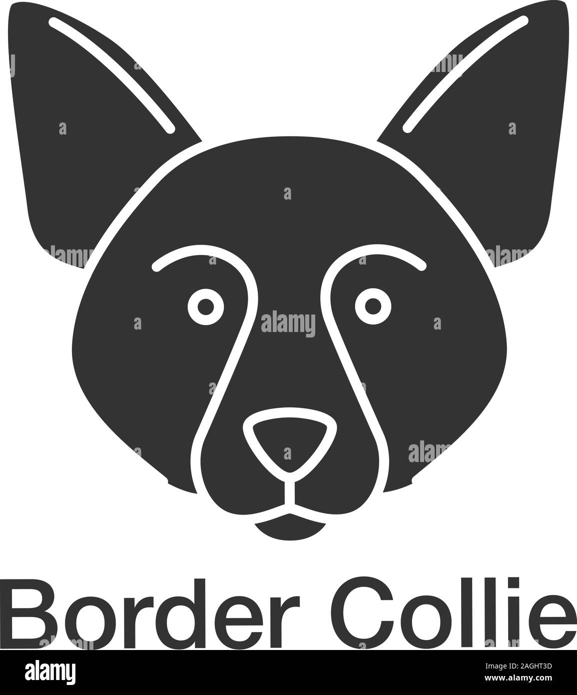 Border Collie glyph icon. Scottish sheepdog. Silhouette symbol ...
