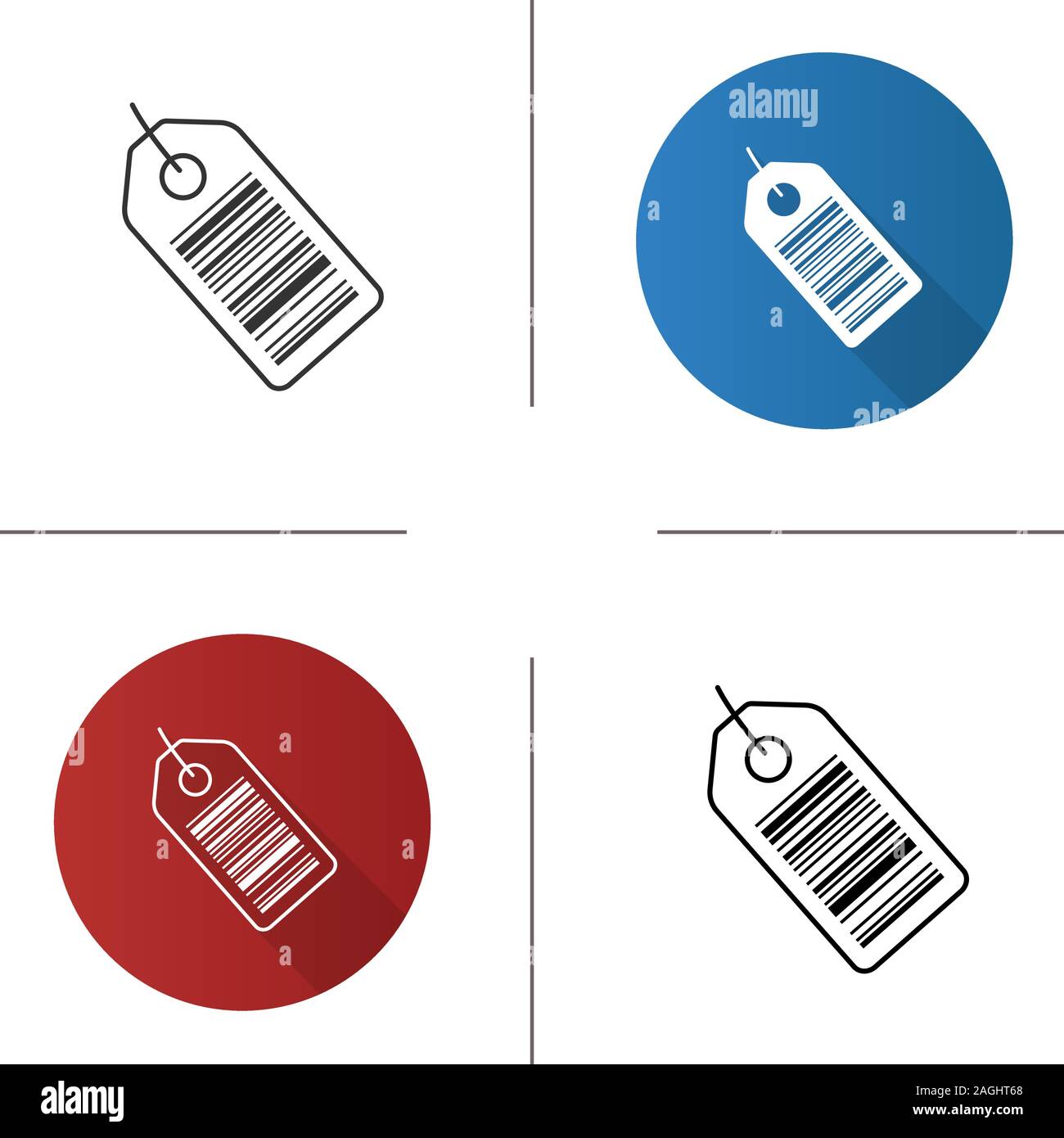 Barcode label icon. Serial number. Flat design, linear and color styles ...