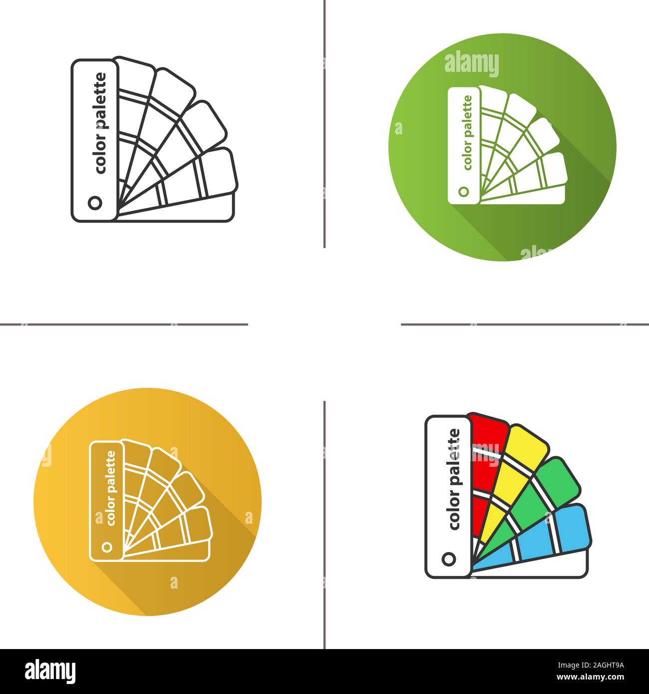Color palette guide icon. Flat design, linear and color styles ...