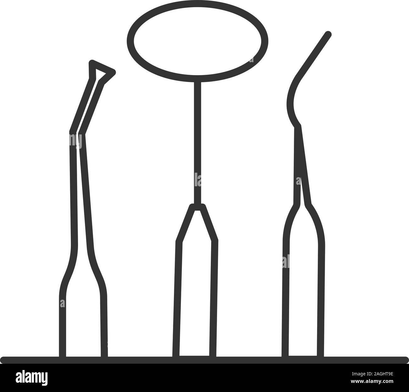 Dental instruments linear icon. Thin line illustration. Mouth mirror ...