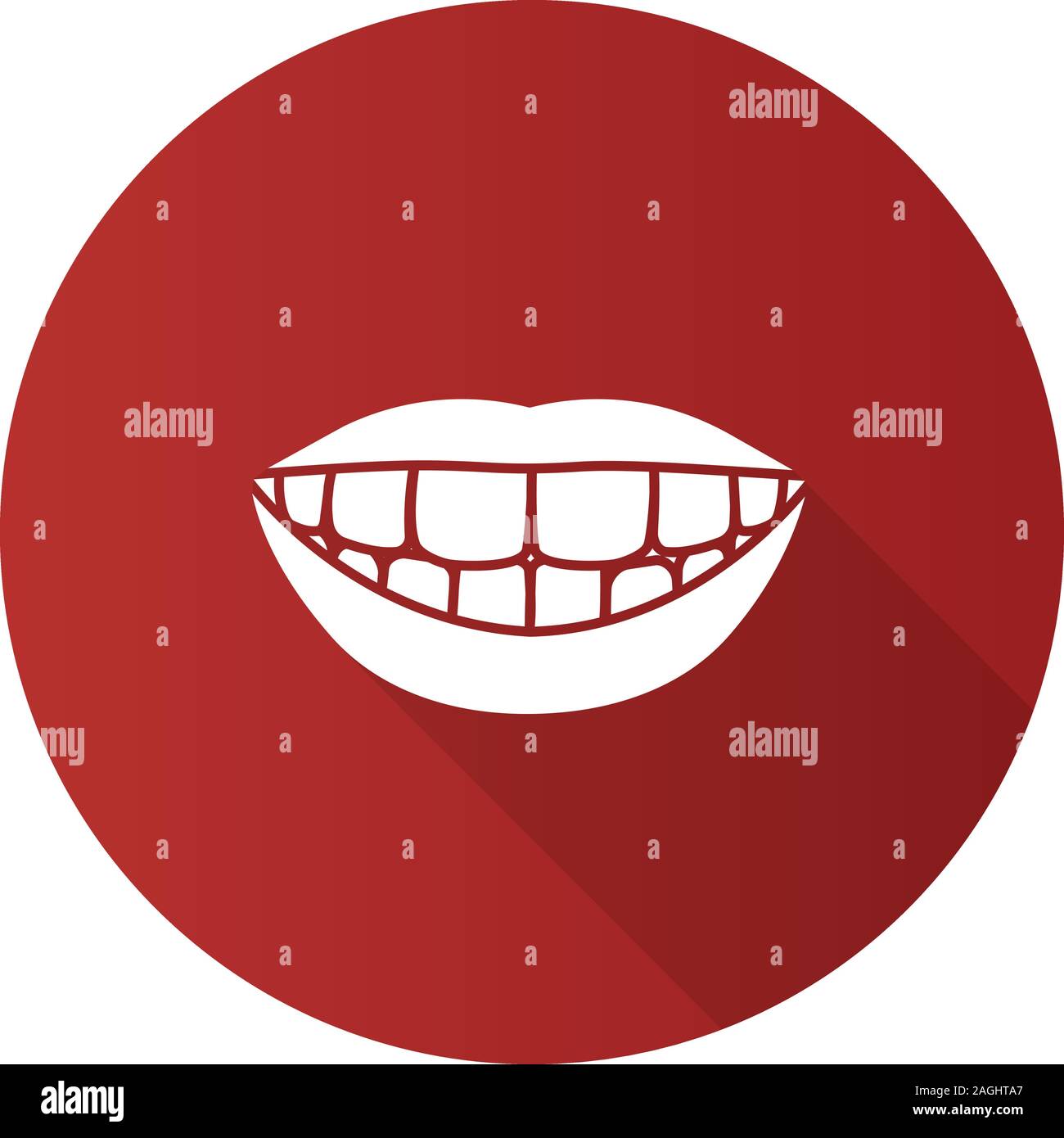 Beautiful smile with healthy teeth flat design long shadow glyph icon ...