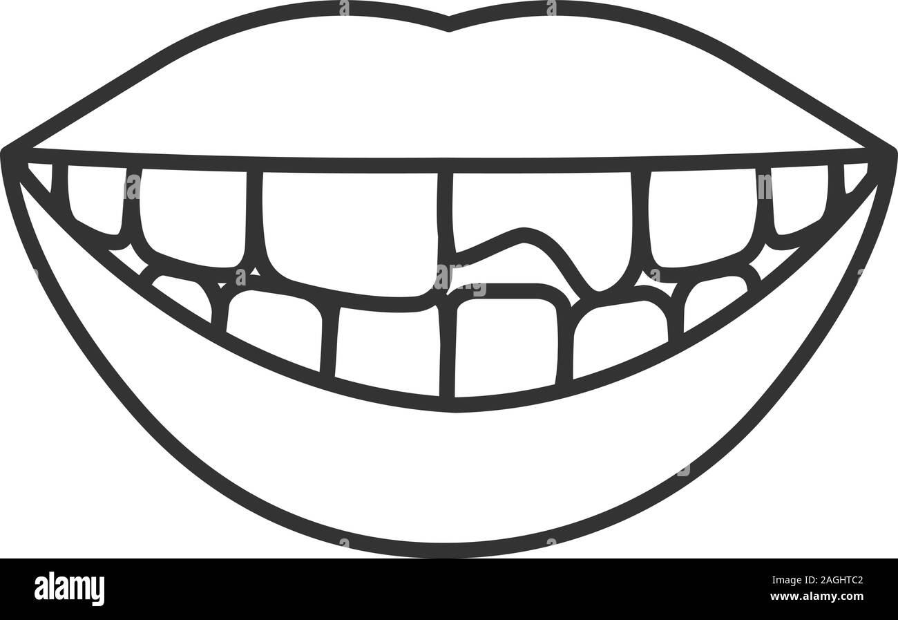 Broken tooth linear icon. Thin line illustration. Chipped tooth ... Broken tooth linear icon. Thin line illustration. Chipped tooth ...