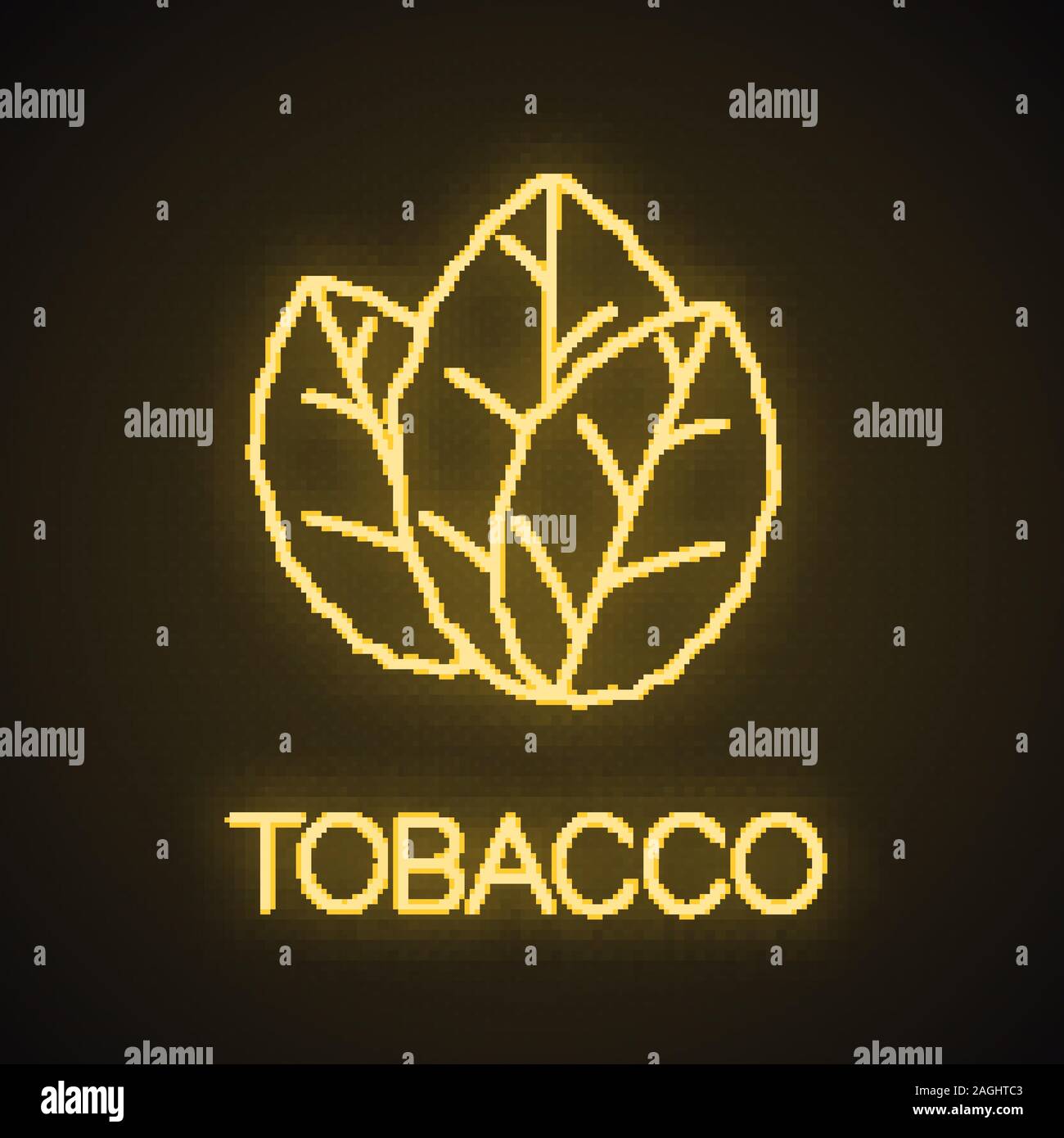 Tobacco leaves neon light icon. Mint. Glowing sign. Vector isolated ...