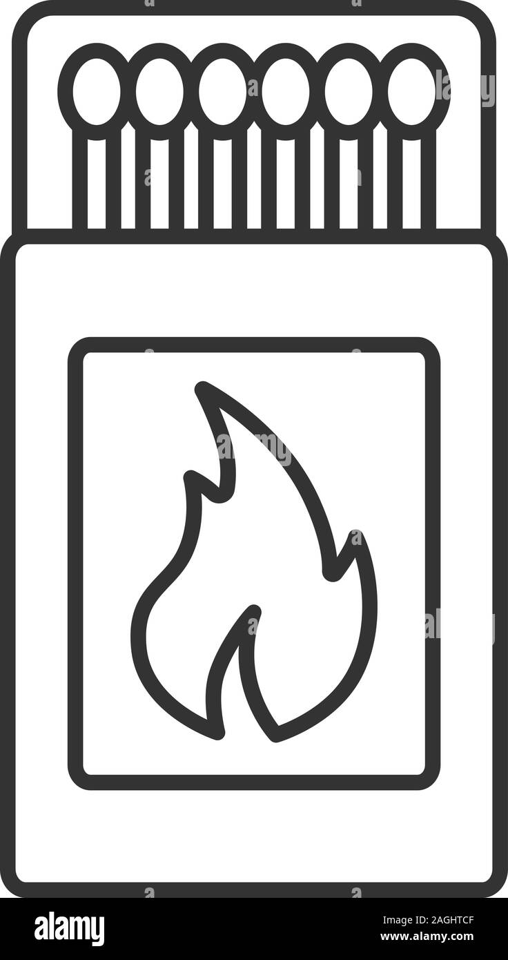 Open matchbox with matchsticks linear icon. Thin line illustration ...