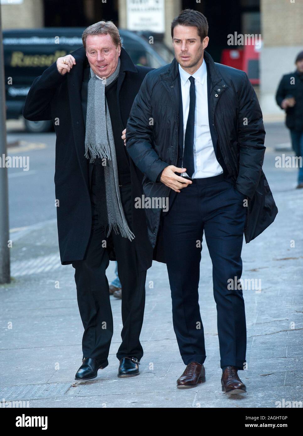 Tottenham manager Harry Redknapp with son Jamie leaving Southwark Crown ...
