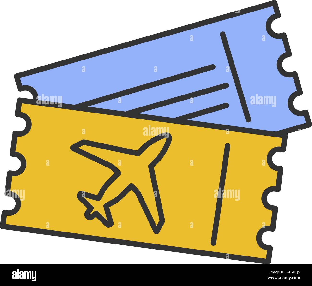 Airplane tickets color icon. Airline boarding pass documents. Isolated ...