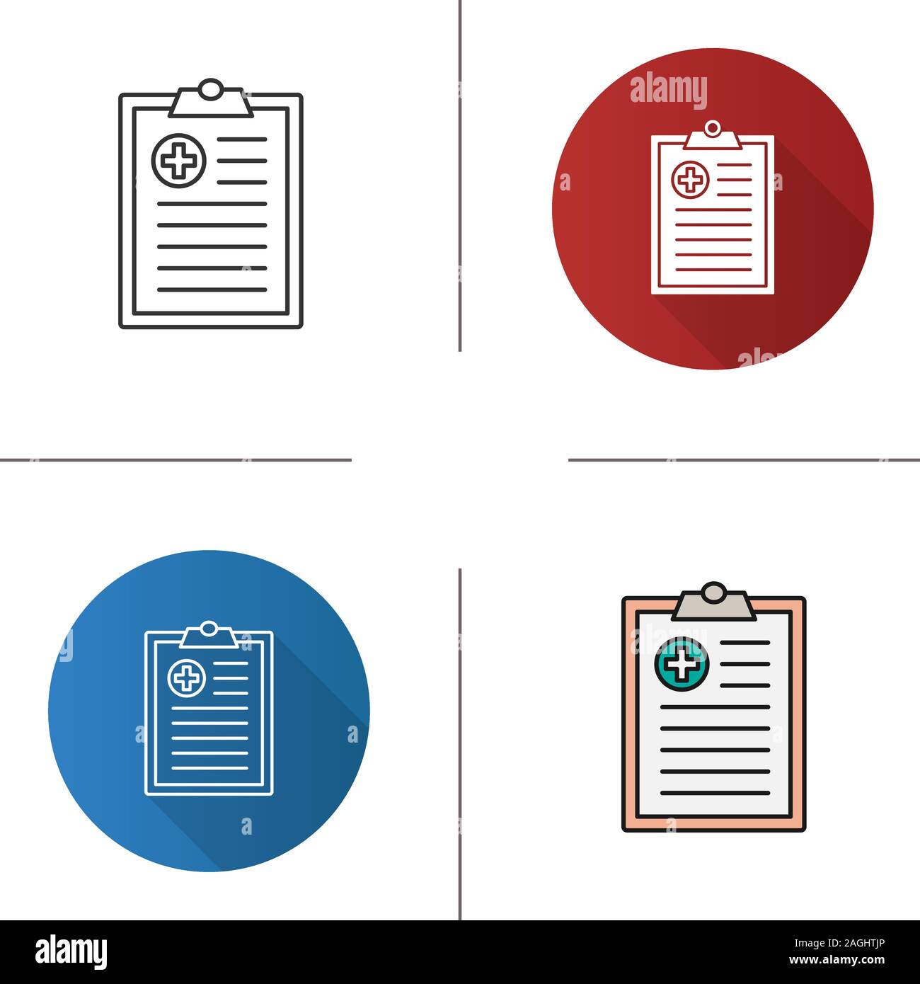 Medical report icon. Doctor advice. Flat design, linear and color ...