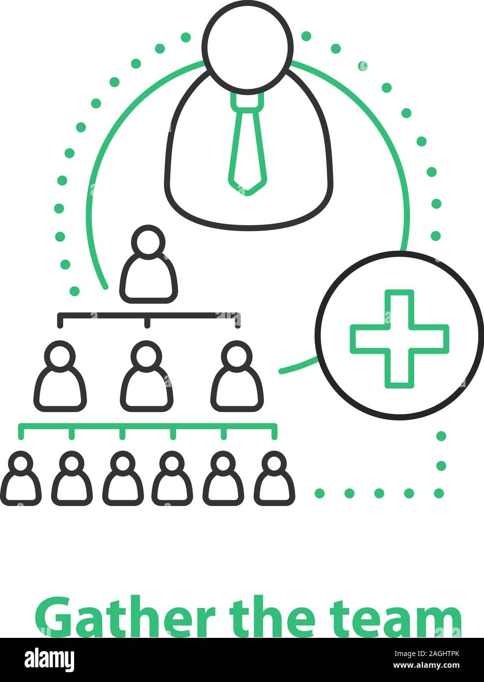 Team gathering process concept icon. Teamwork idea thin line ...