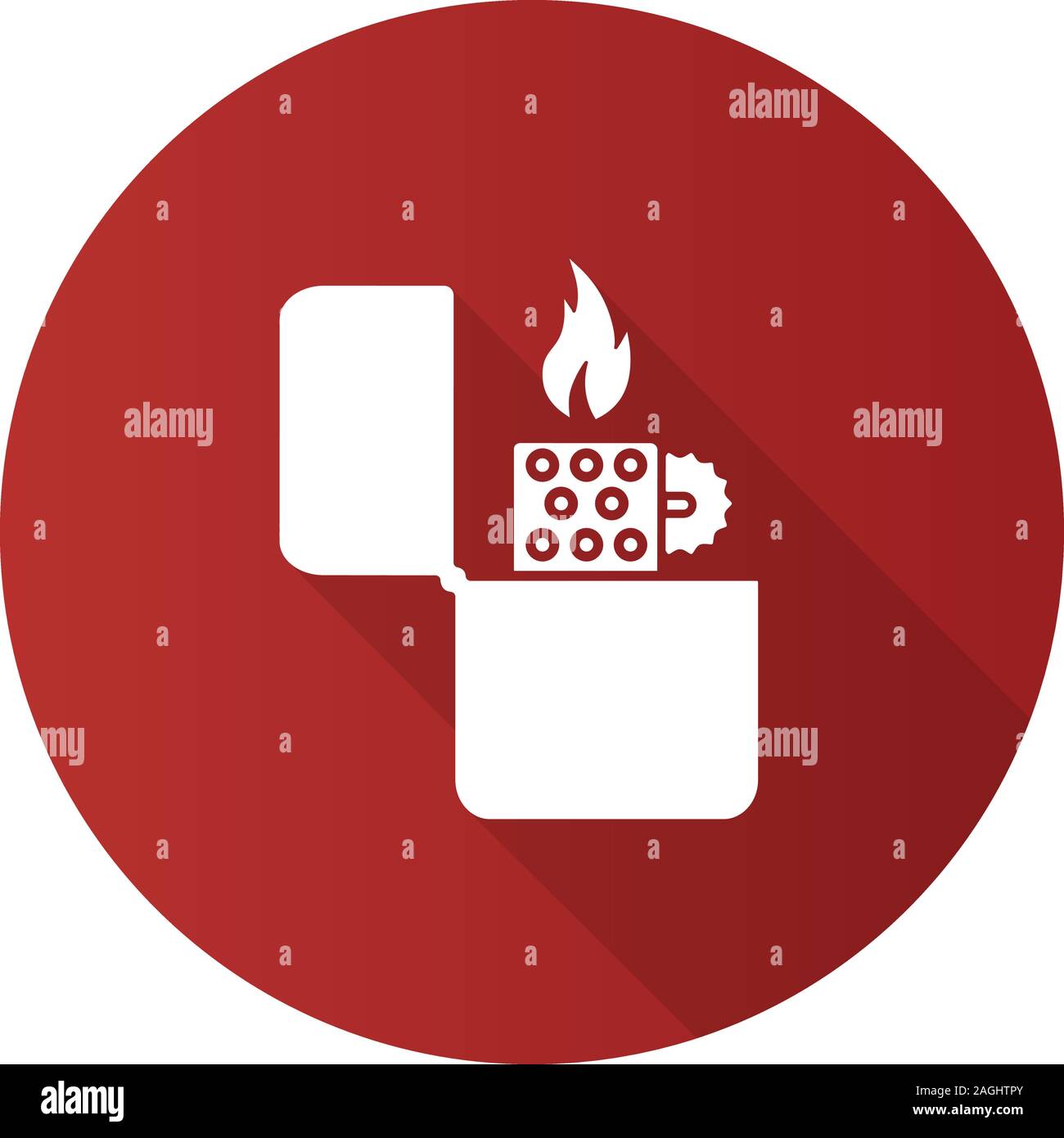 Flip lighter flat design long shadow glyph icon. Cigarette lighter ...