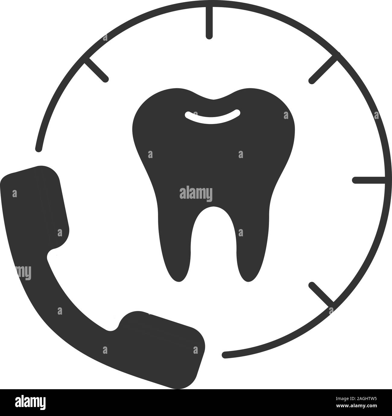 Making appointment with dentist glyph icon. Silhouette symbol. Calling ...